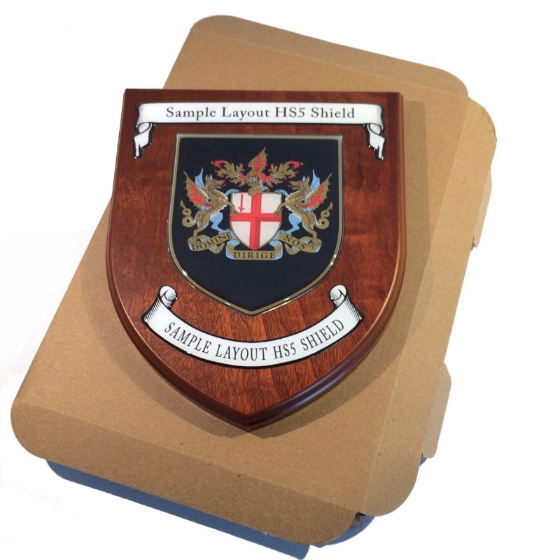 Presentation shield with shield shaped centrepiece and two seperate ...